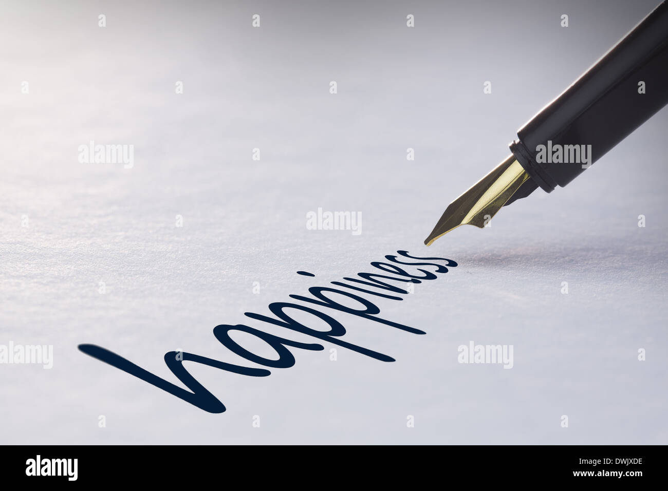 Fountain pen writing Happiness Stock Photo - Alamy