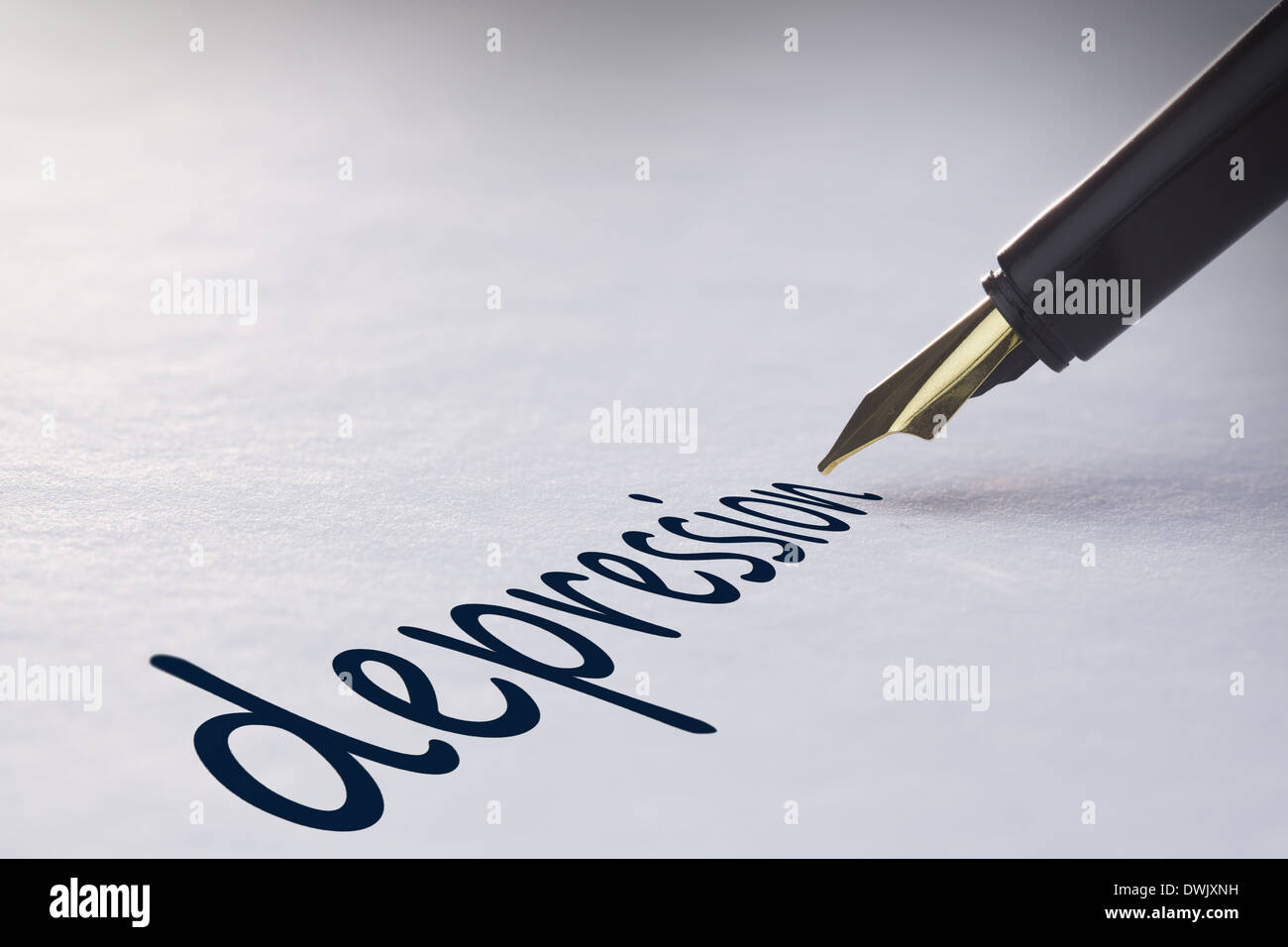 Fountain pen writing the word depressed Stock Photo - Alamy