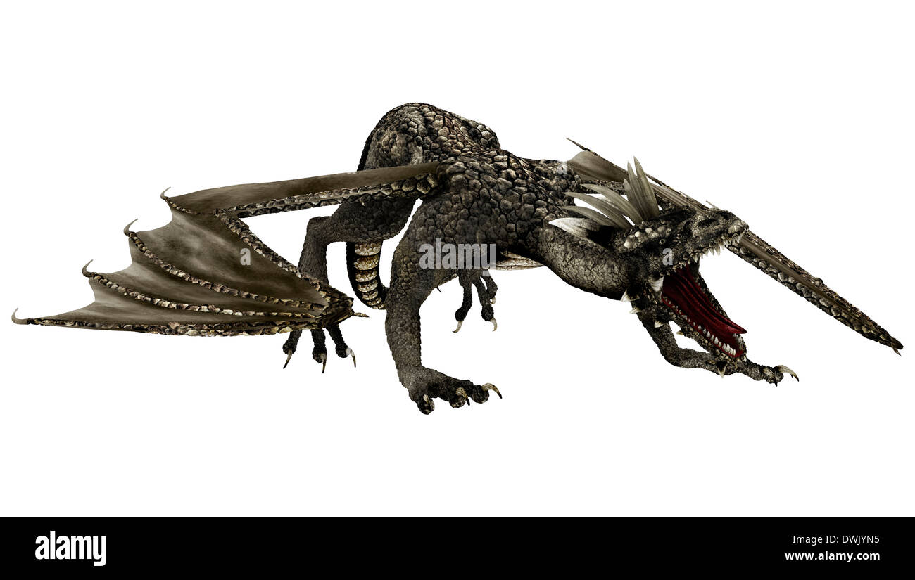 3D digital render of an angry fantasy dragon isolated on white ...