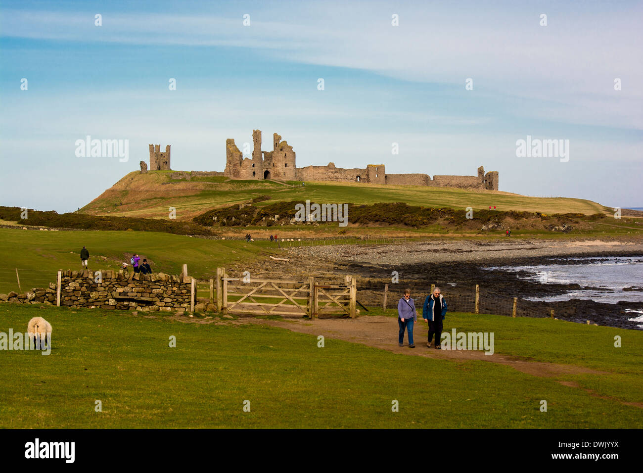 Dunstanburgh castle walk hi-res stock photography and images - Alamy