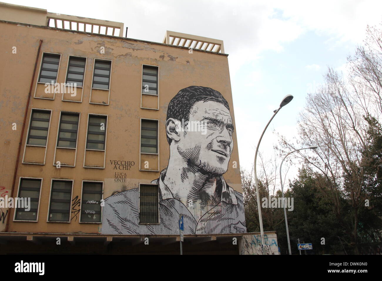 Rome, Italy. 10th March 2014. Mural of Francesco Totti, the Roma ...