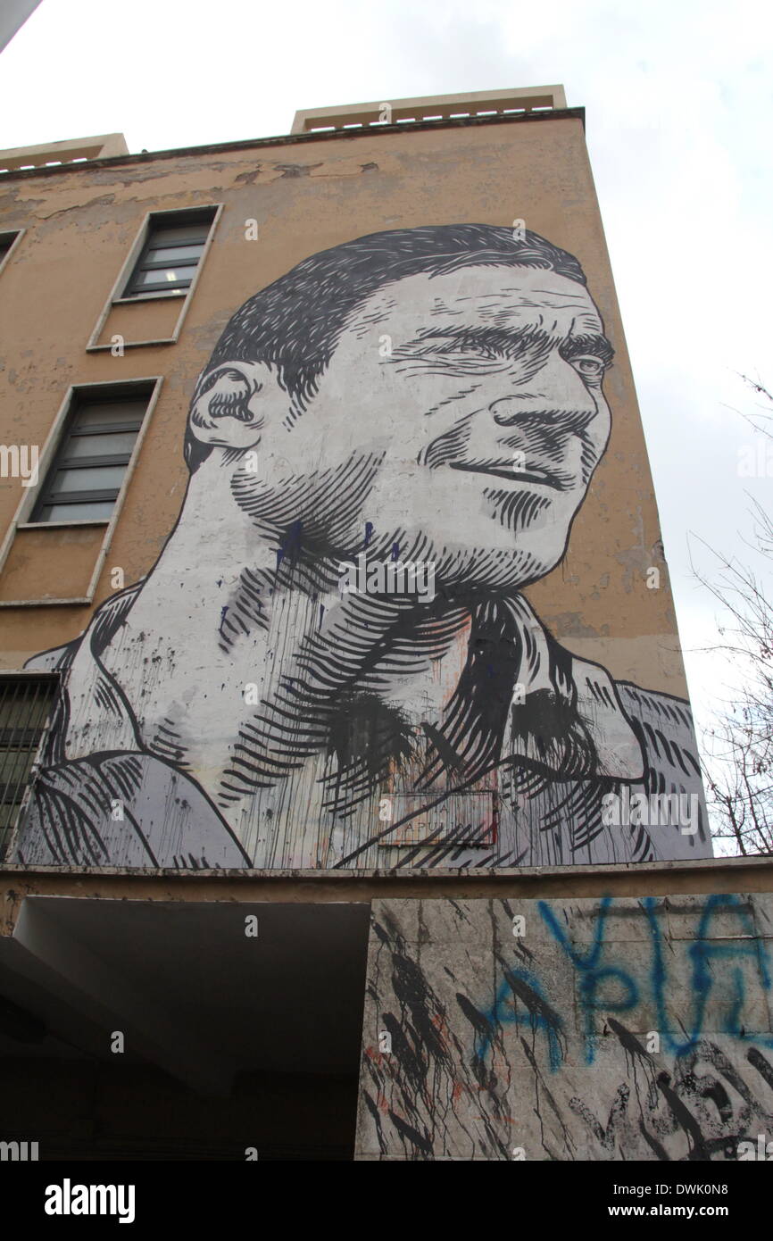 Rome, Italy. 10th March 2014. Mural of Francesco Totti, the Roma ...