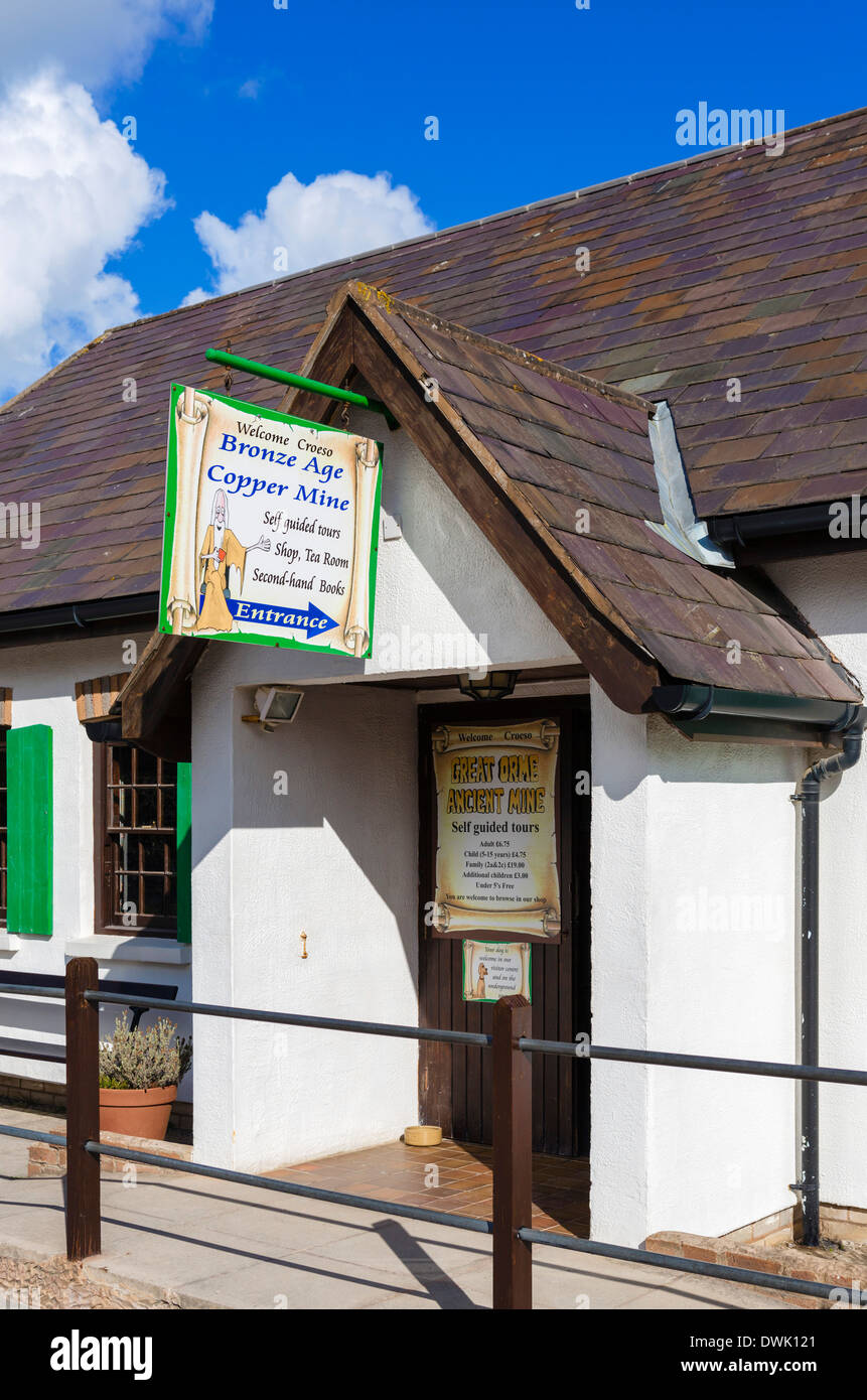 Entrance sign to Bronze Age Copper Mines, The Great Orme, Llandudno ...