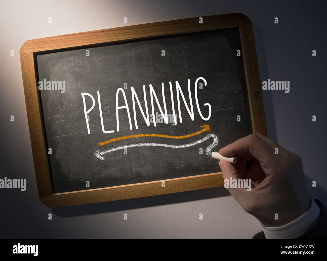 Hand writing Planning on chalkboard Stock Photo - Alamy