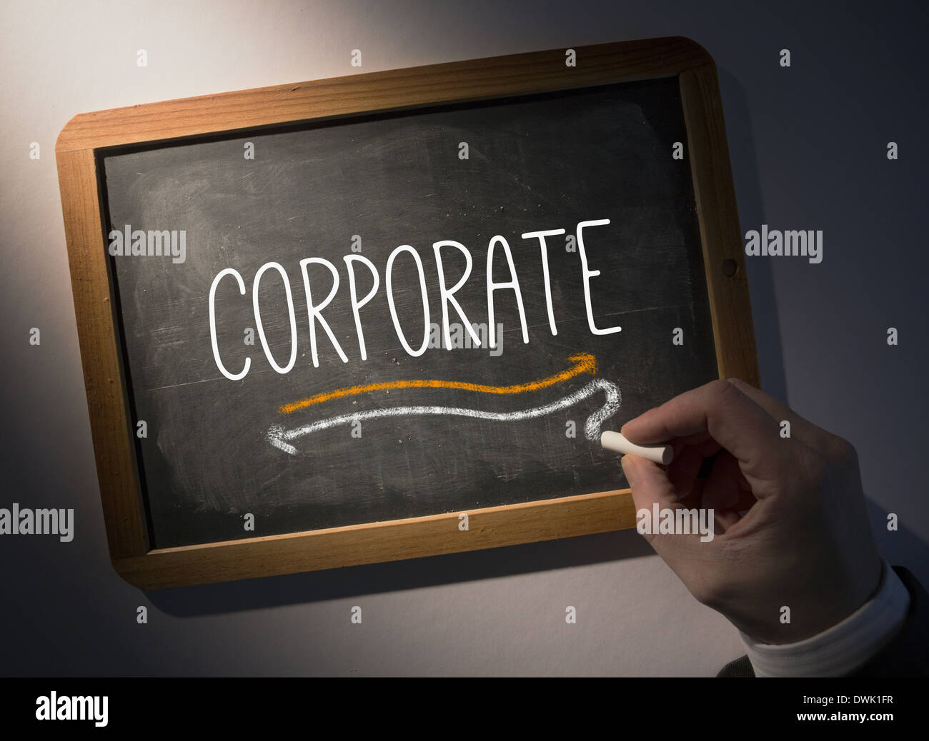Hand writing Corporate on chalkboard Stock Photo - Alamy