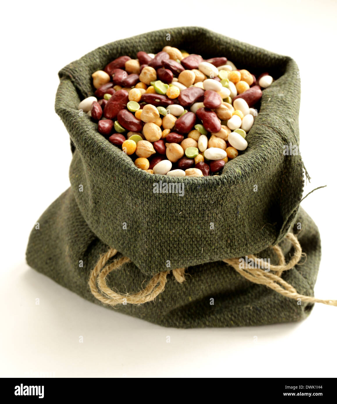 Assortment of different types of beans - red beans, chickpeas, peas ...