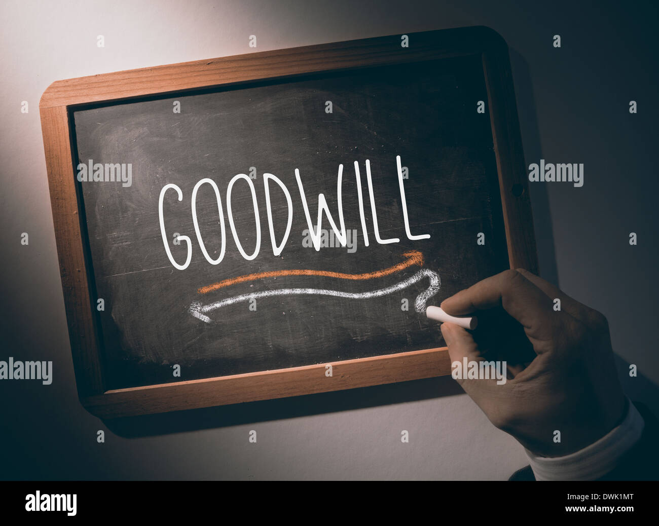 Hand writing Goodwill on chalkboard Stock Photo - Alamy