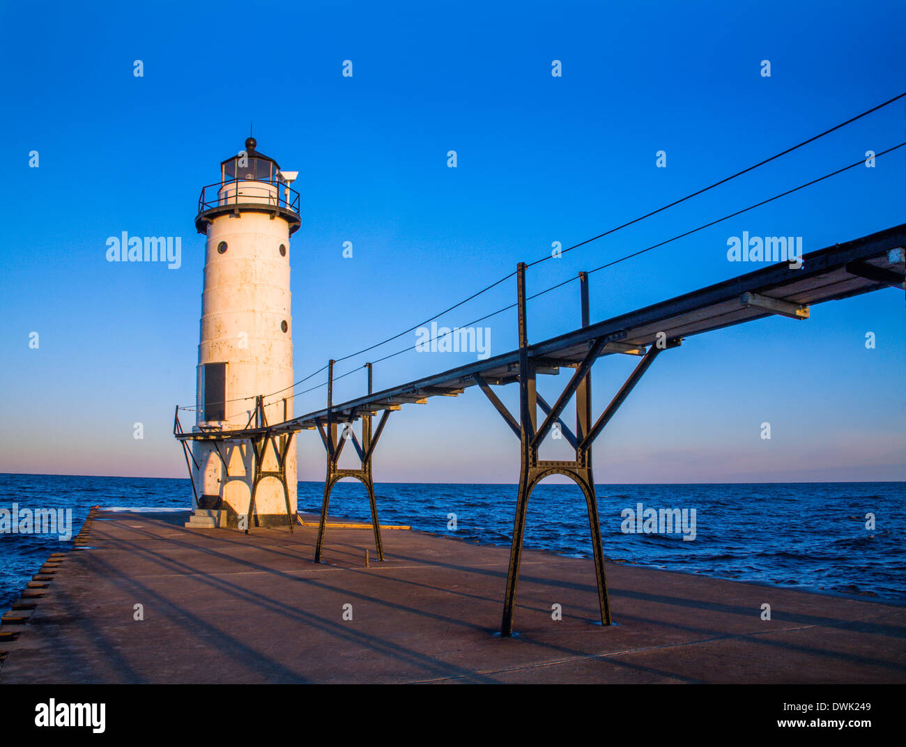 The Manistee North Pierhead Lighthouse On A Beautiful Autumn Morning In ...