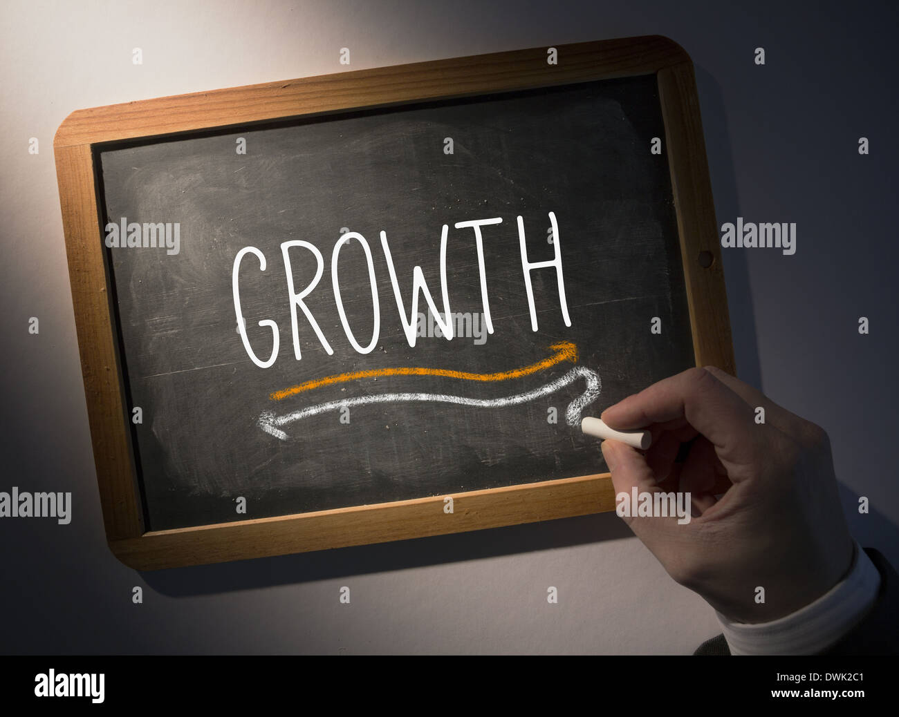Hand writing Growth on chalkboard Stock Photo - Alamy