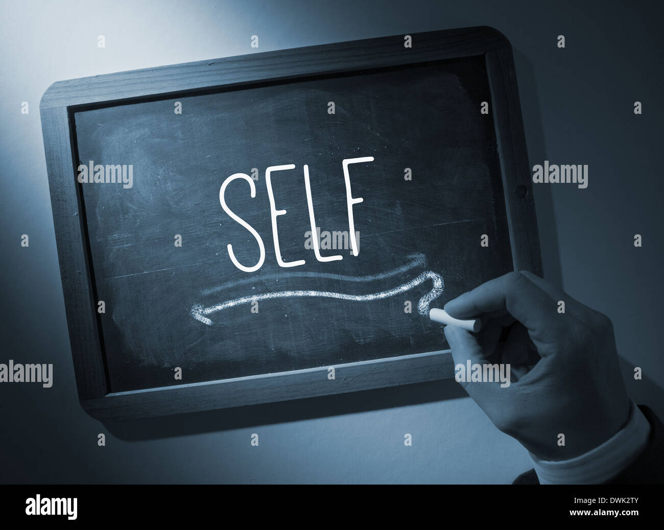 Hand writing Self on chalkboard Stock Photo - Alamy