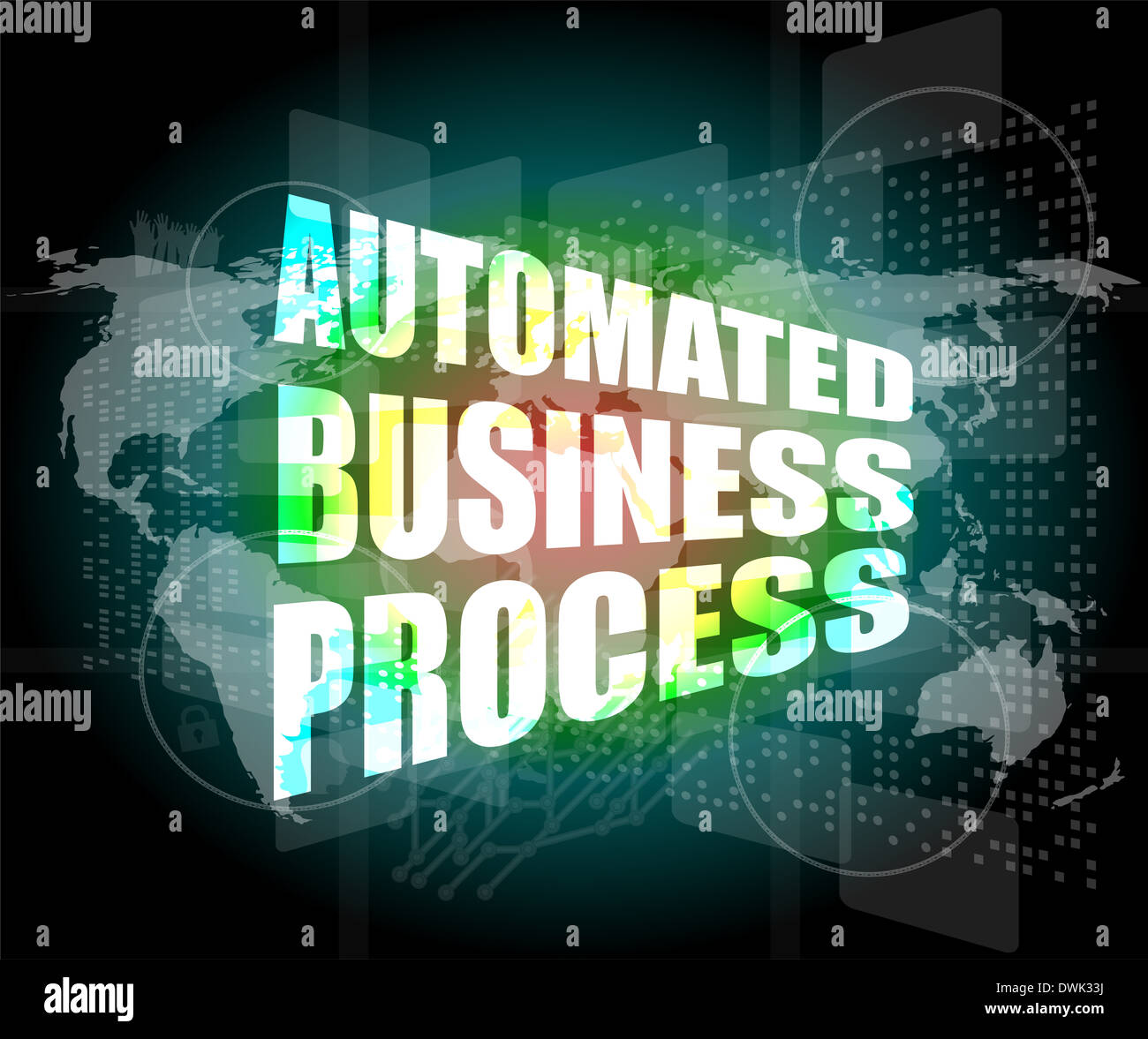 business concept, automated business process digital touch screen ...