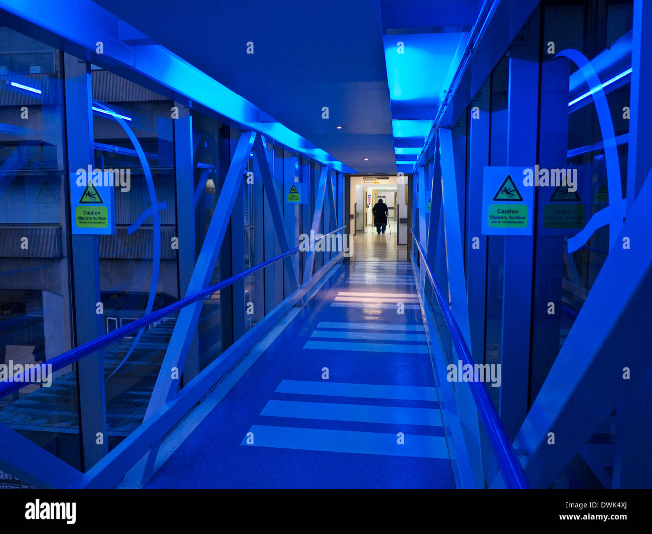 NHS Hospital Entrance & patient night interior pedestrian walkway at ...