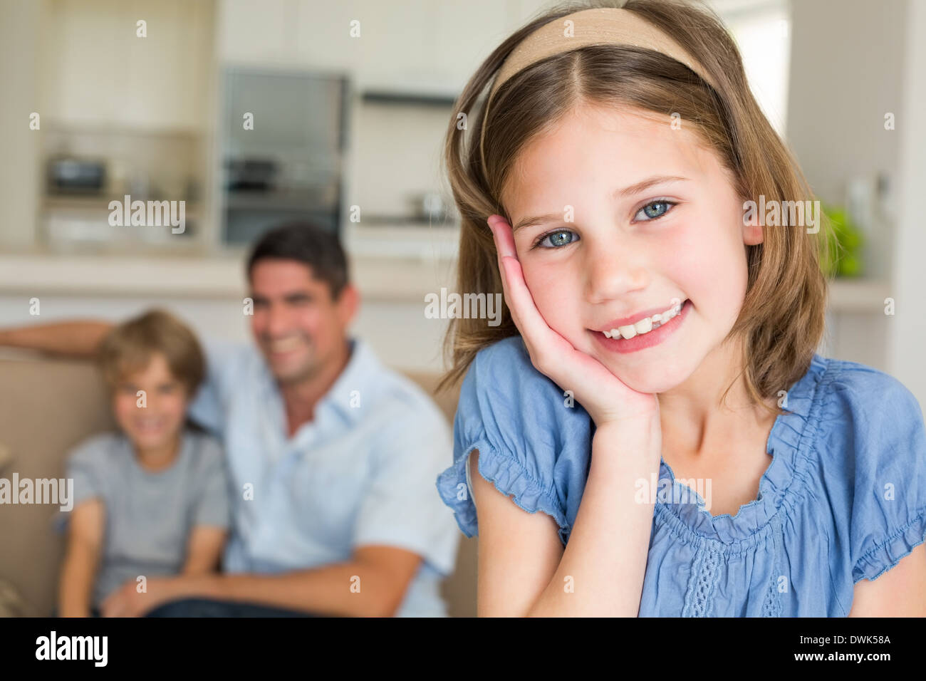 Cute girl smiling at home Stock Photo - Alamy