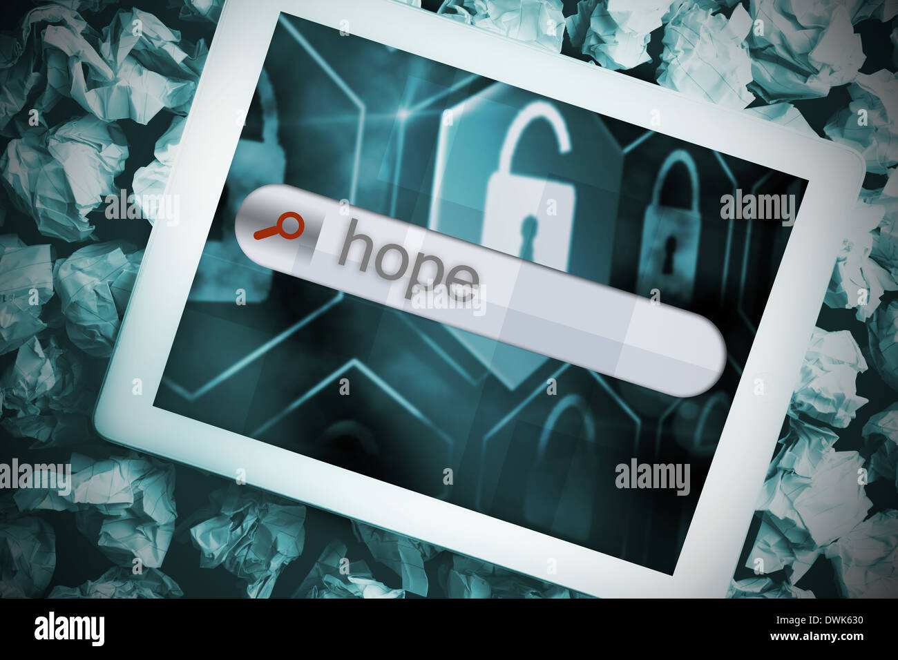 Hope in search bar on tablet screen Stock Photo - Alamy