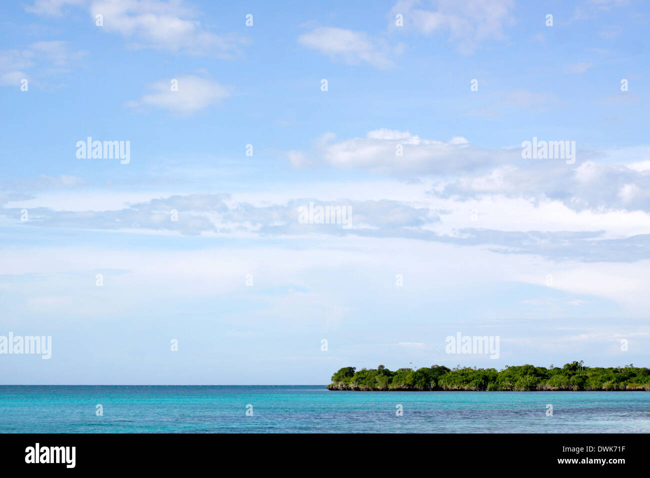 Blue sea from the Indian ocean under the blue African sky. Quirimbas ...