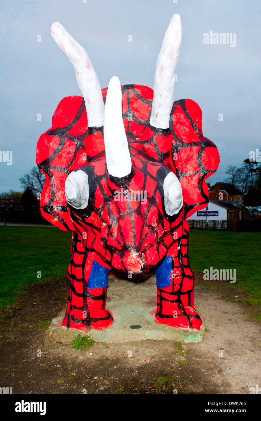 Milton Keynes, Bucks, UK. 10th March 2014. The Peartree Bridge dinosaur ...