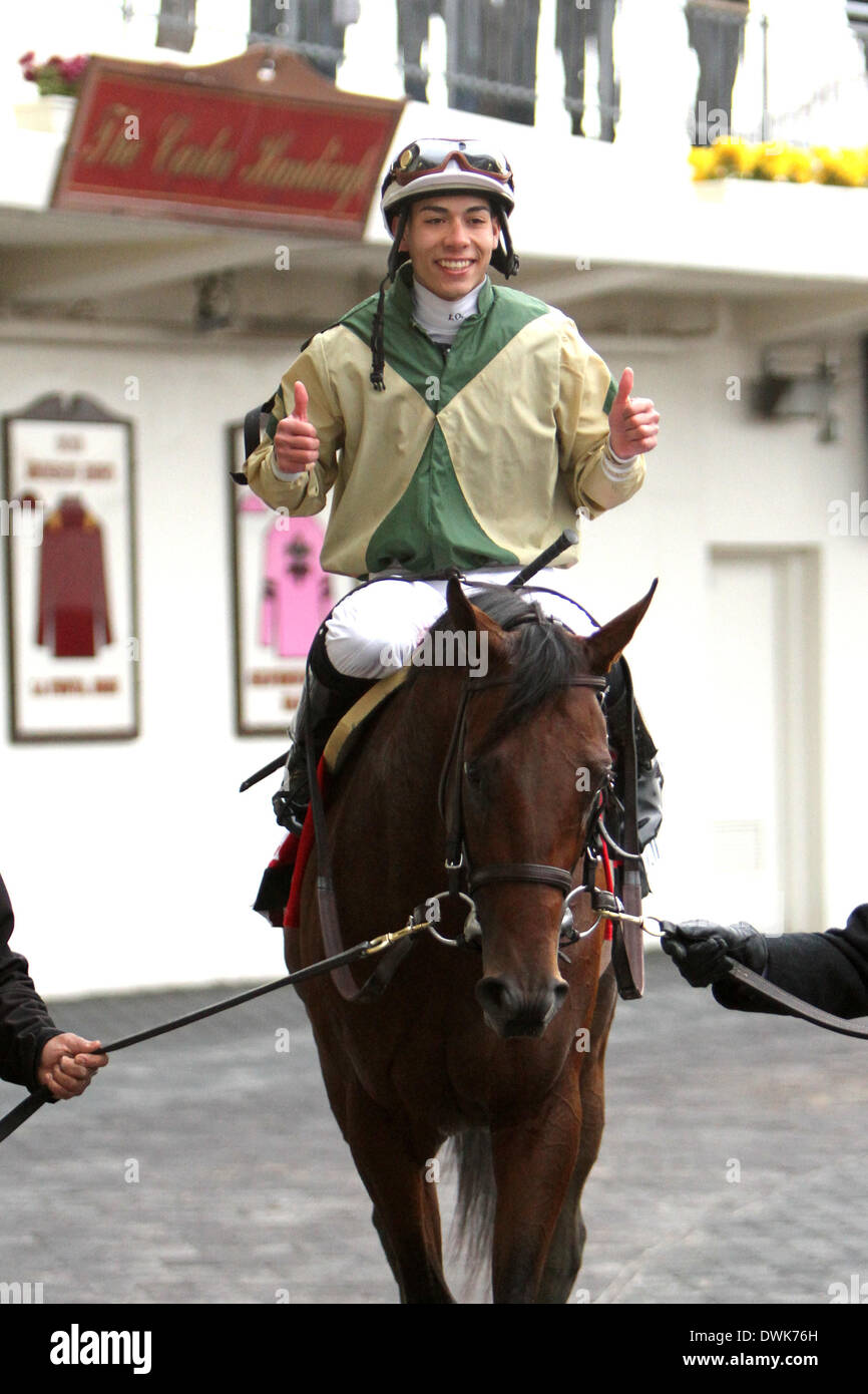 Jamaica, New York, USA. 1st Mar, 2014. Samraat (#1A) with Jose Ortiz ...