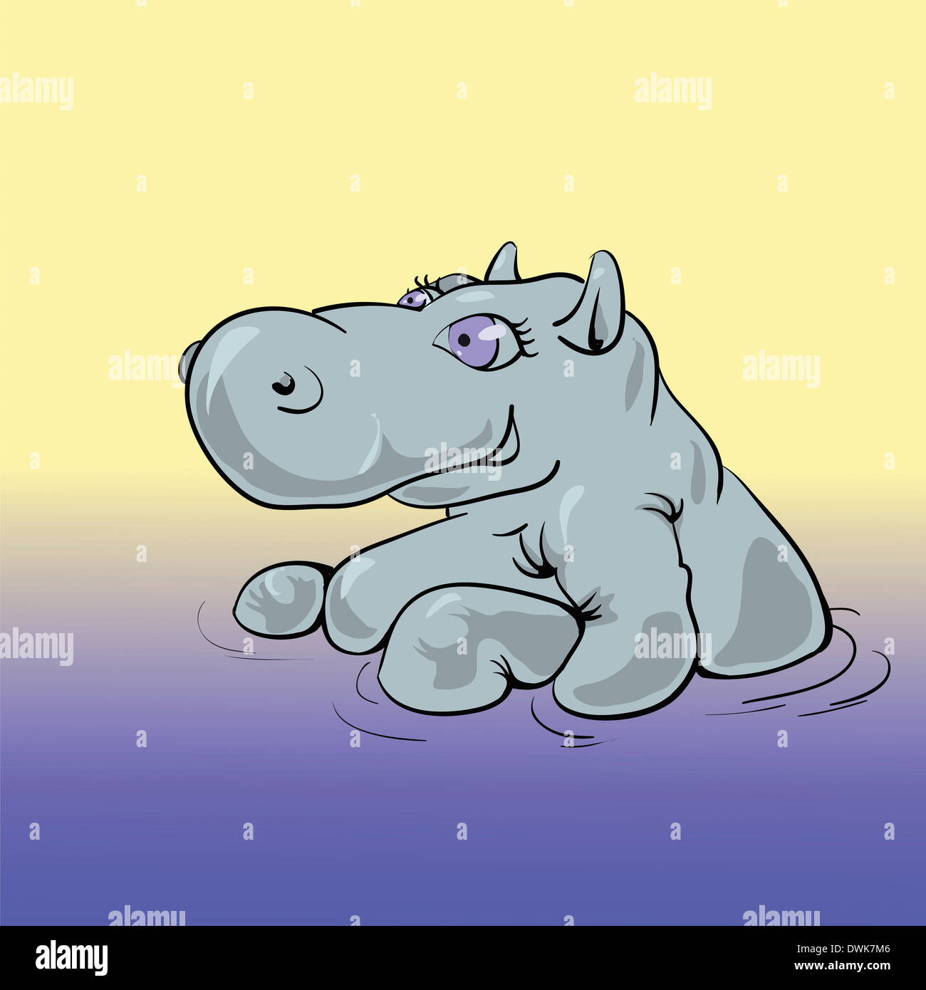 colorful illustration with hippo for your design Stock Photo - Alamy