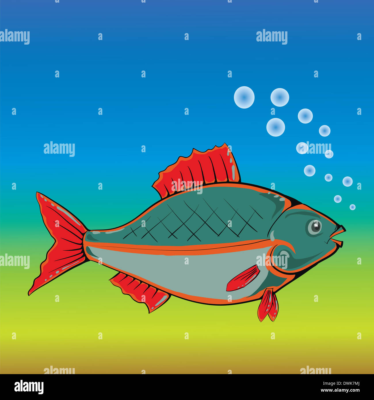 colorful illustration with fish for your design Stock Photo - Alamy