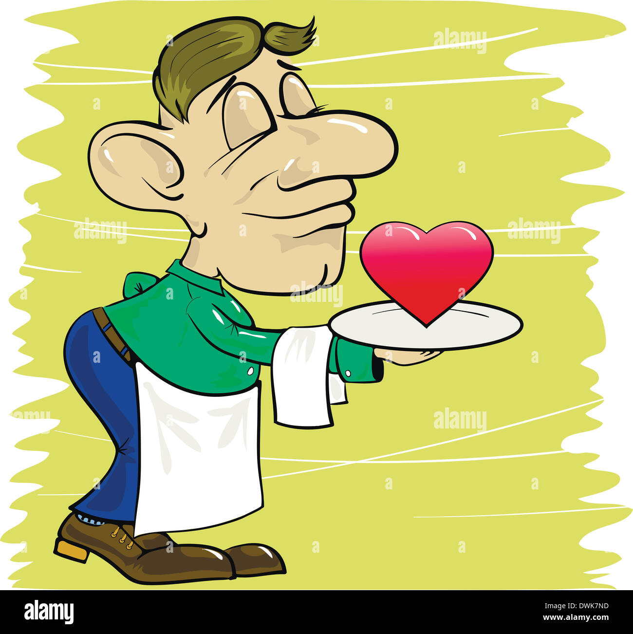 colorful illustration with waiter for your design Stock Photo - Alamy