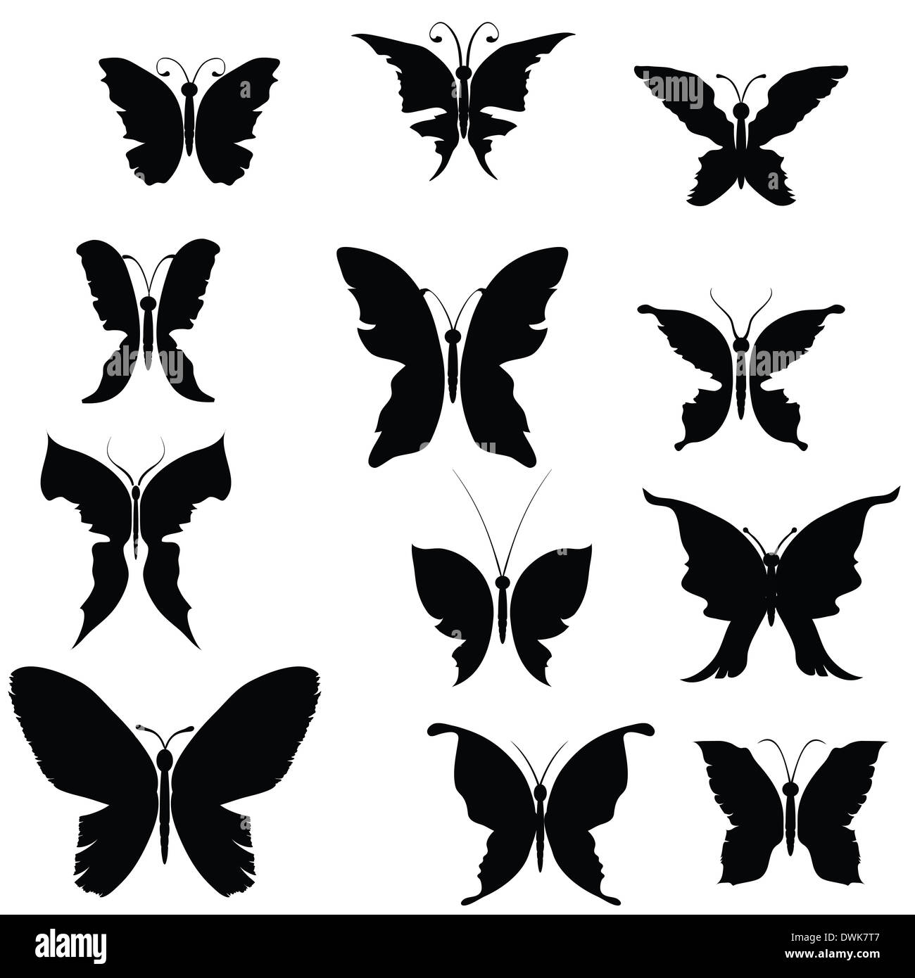 illustration with black silhouettes butterflies for your design Stock ...