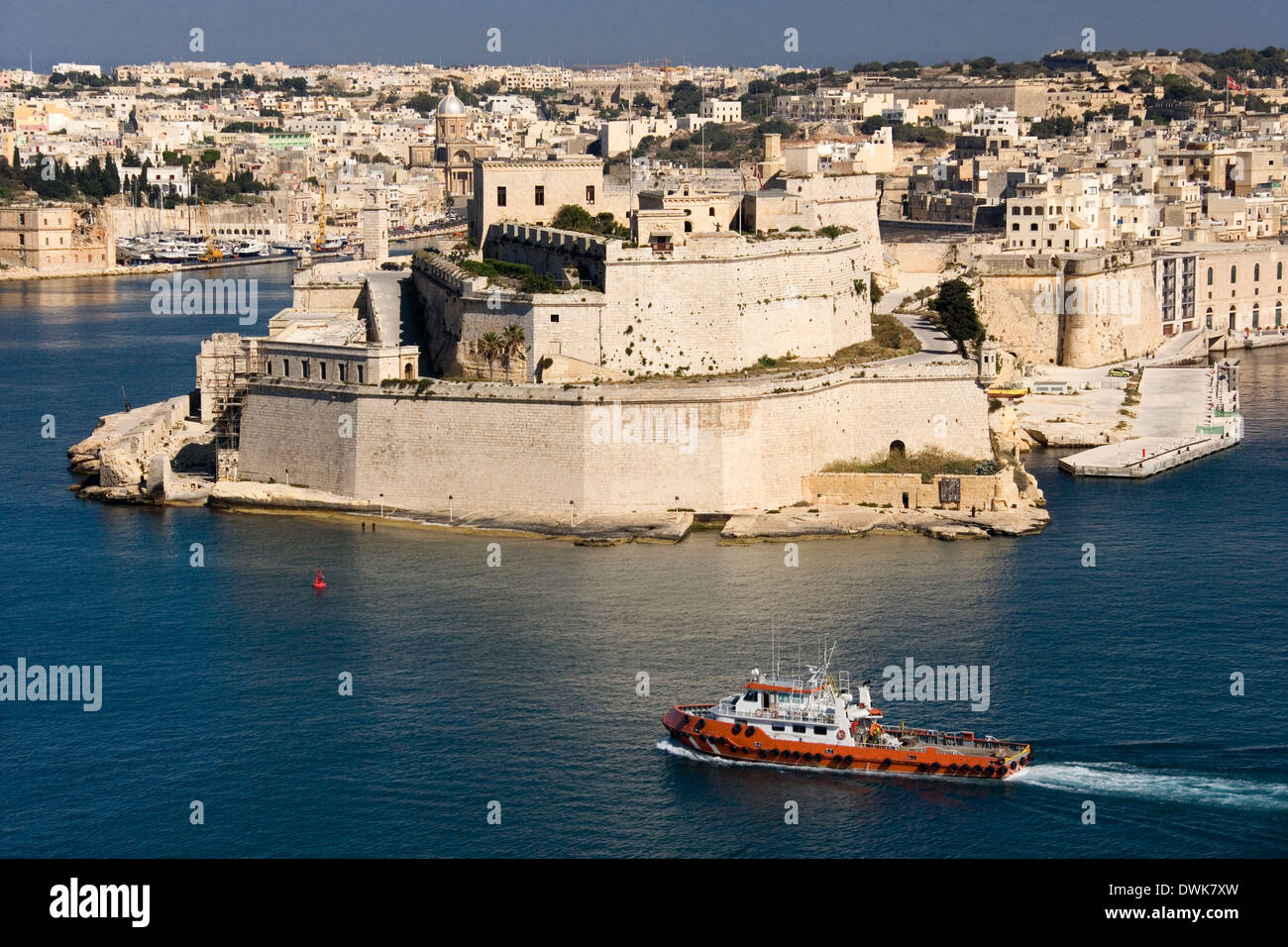 Fort St Angelo in the Grand Harbor of Valletta on the Mediterranean ...