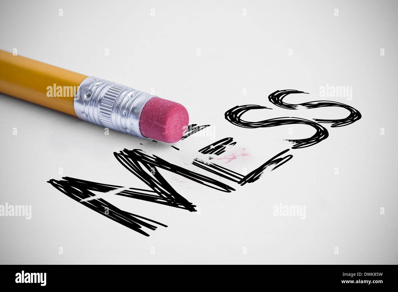 Mess against pencil with an eraser Stock Photo - Alamy