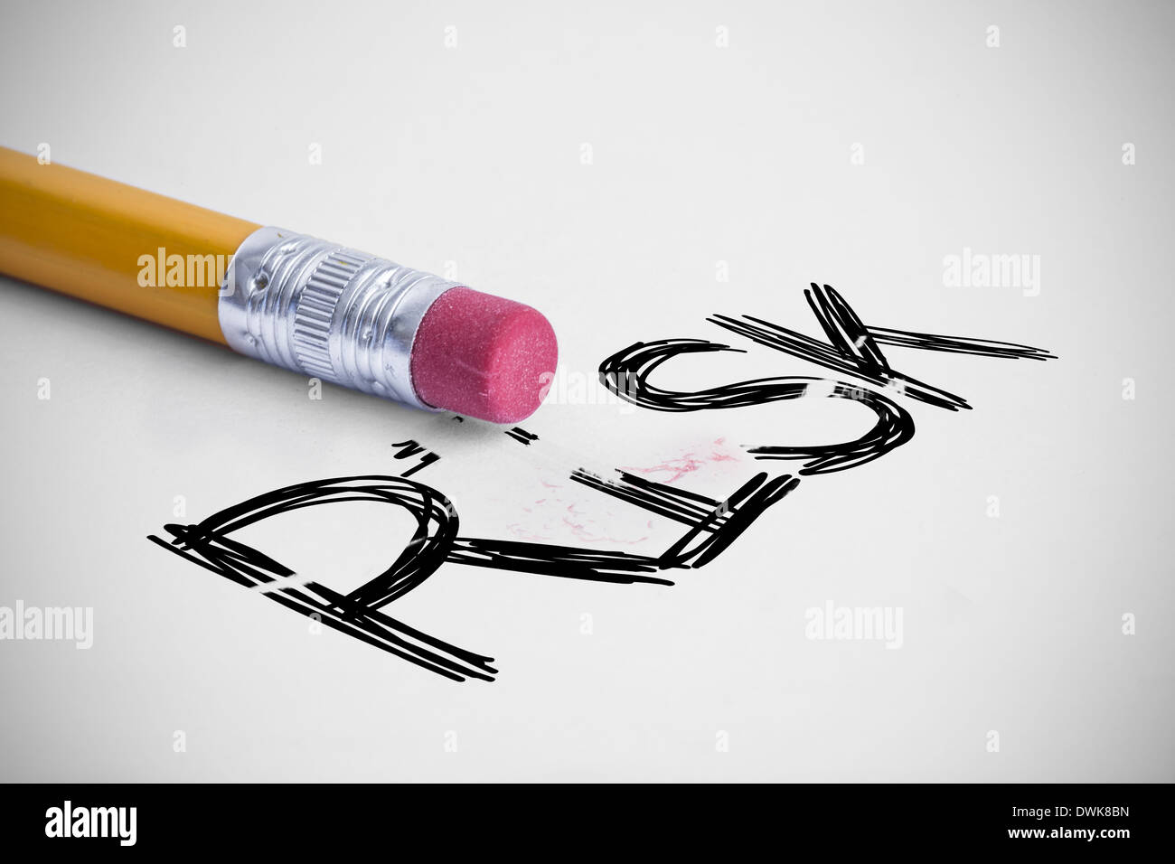 The word risk against pencil with an eraser Stock Photo - Alamy