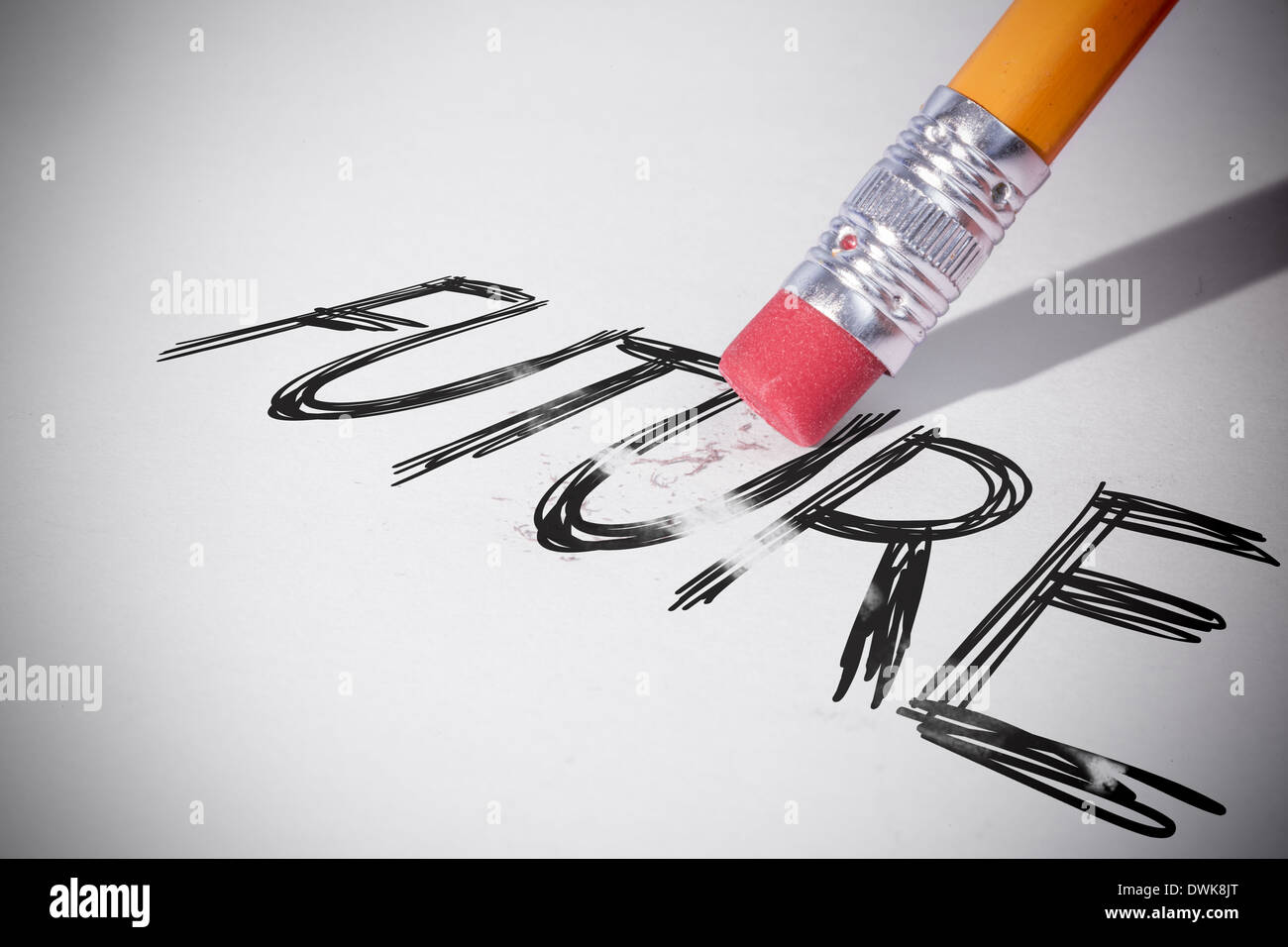 Pencil erasing word future hi-res stock photography and images - Alamy