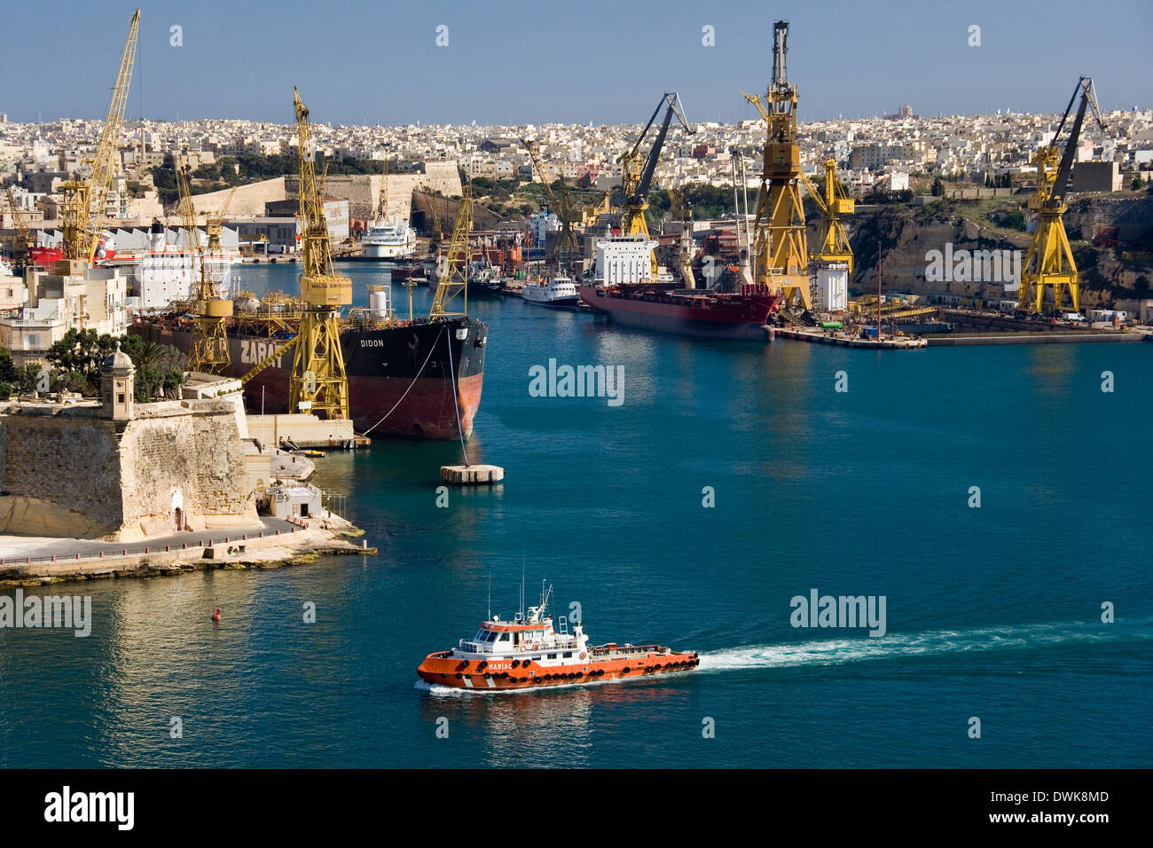 The Dockyards of the Grand Harbor in Valletta on the Mediterranean ...