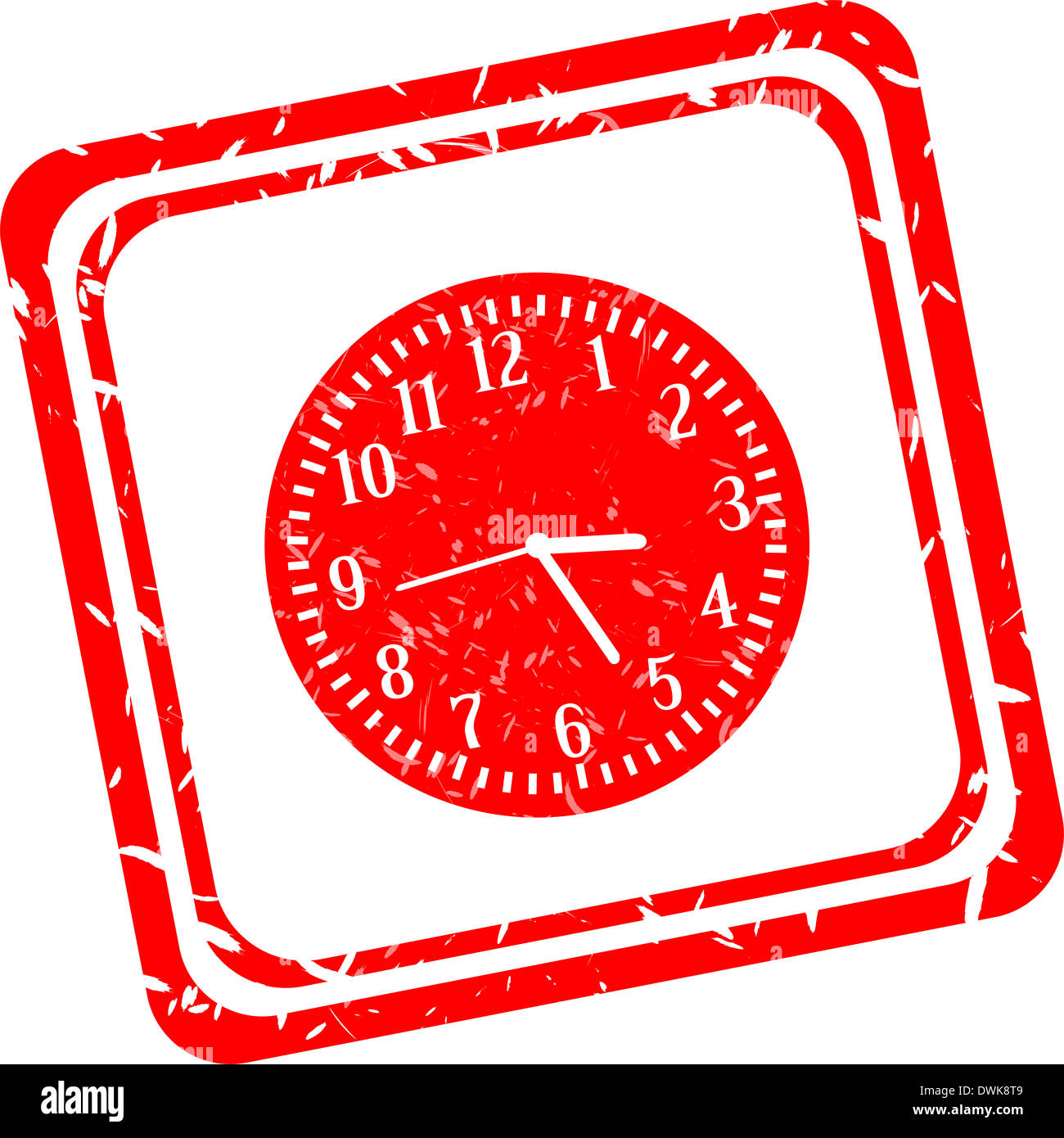 Alarm clock sign icon. Wake up alarm symbol. red stamp Stock Photo - Alamy