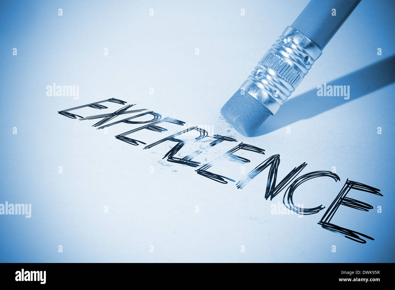 Pencil erasing the word Experience Stock Photo - Alamy