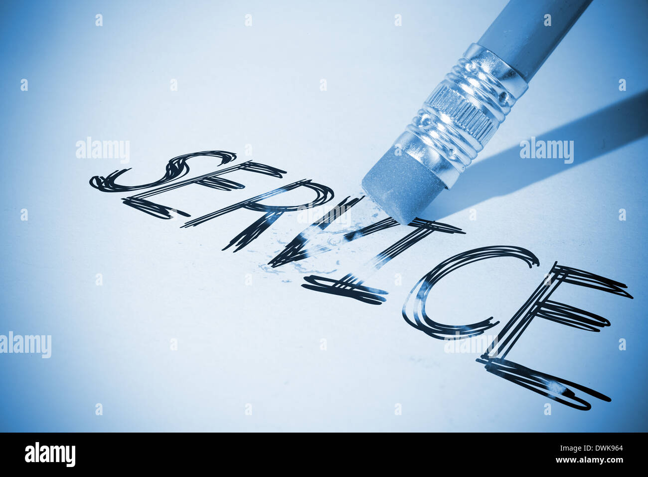 Pencil erasing the word Service Stock Photo - Alamy
