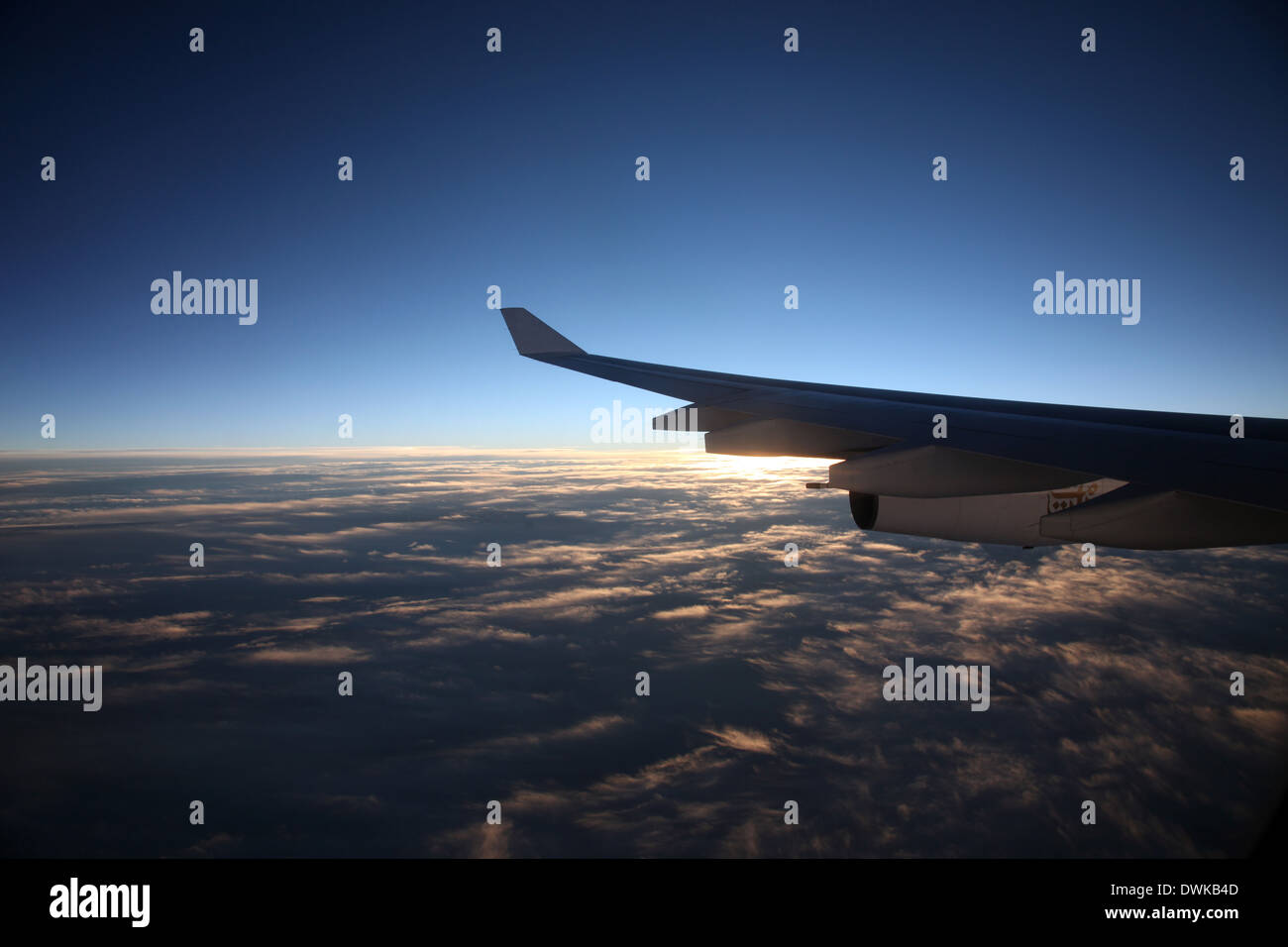 Wing of airplane from window Stock Photo - Alamy