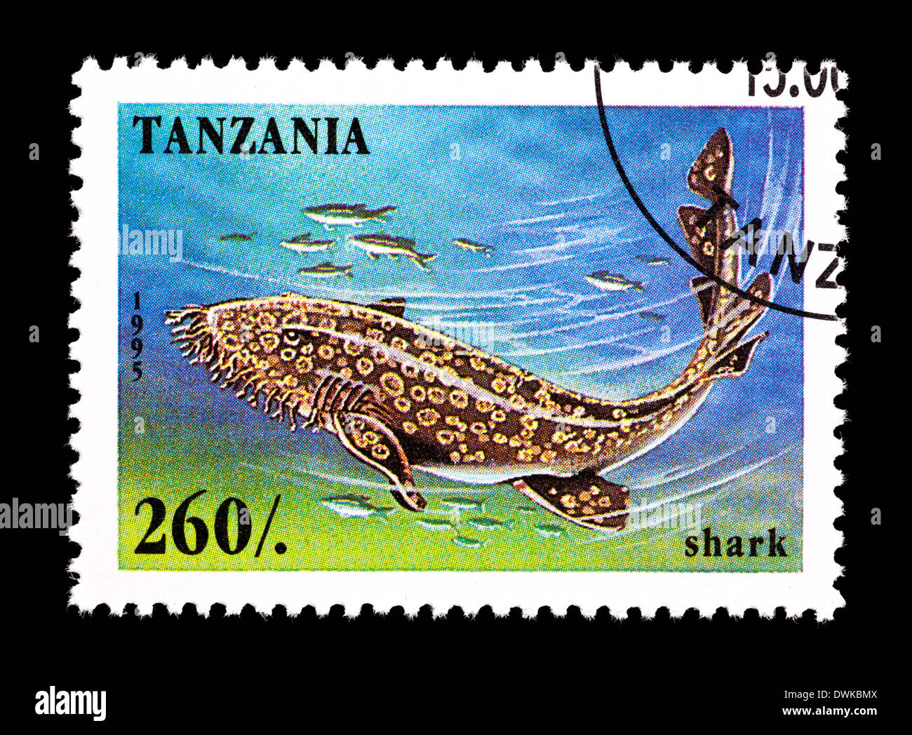 Postage stamp from Tanzania depicting a shark Stock Photo - Alamy