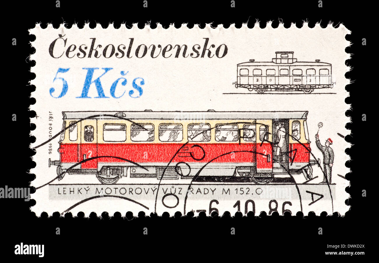 Postage stamp from Czechoslovakia depicting an M152.0 streetcar ...