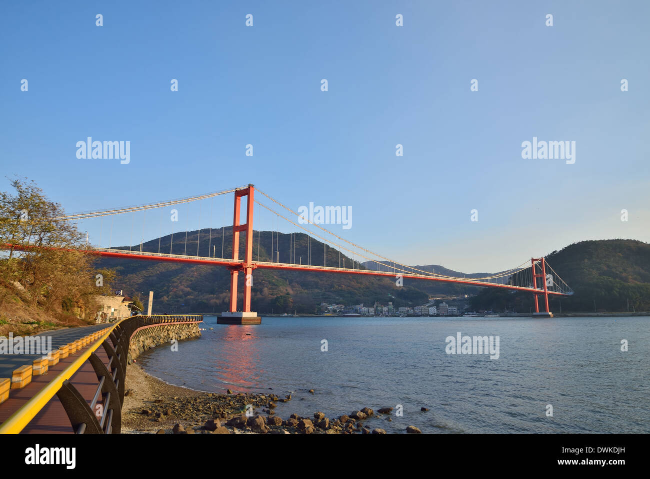 The big suspension bridge of Namhae in Korea Stock Photo - Alamy