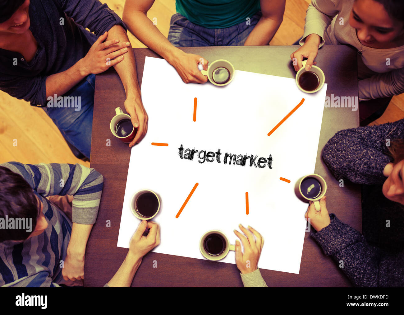 Student sitting around page say Target market Stock Photo - Alamy