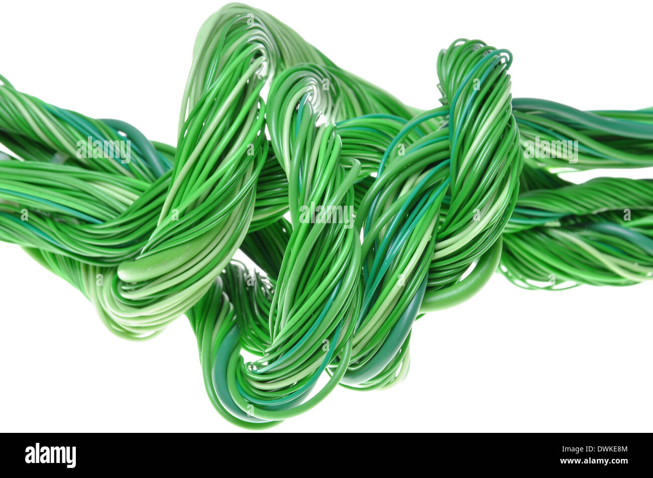 Green computer cable isolated on white background Stock Photo - Alamy