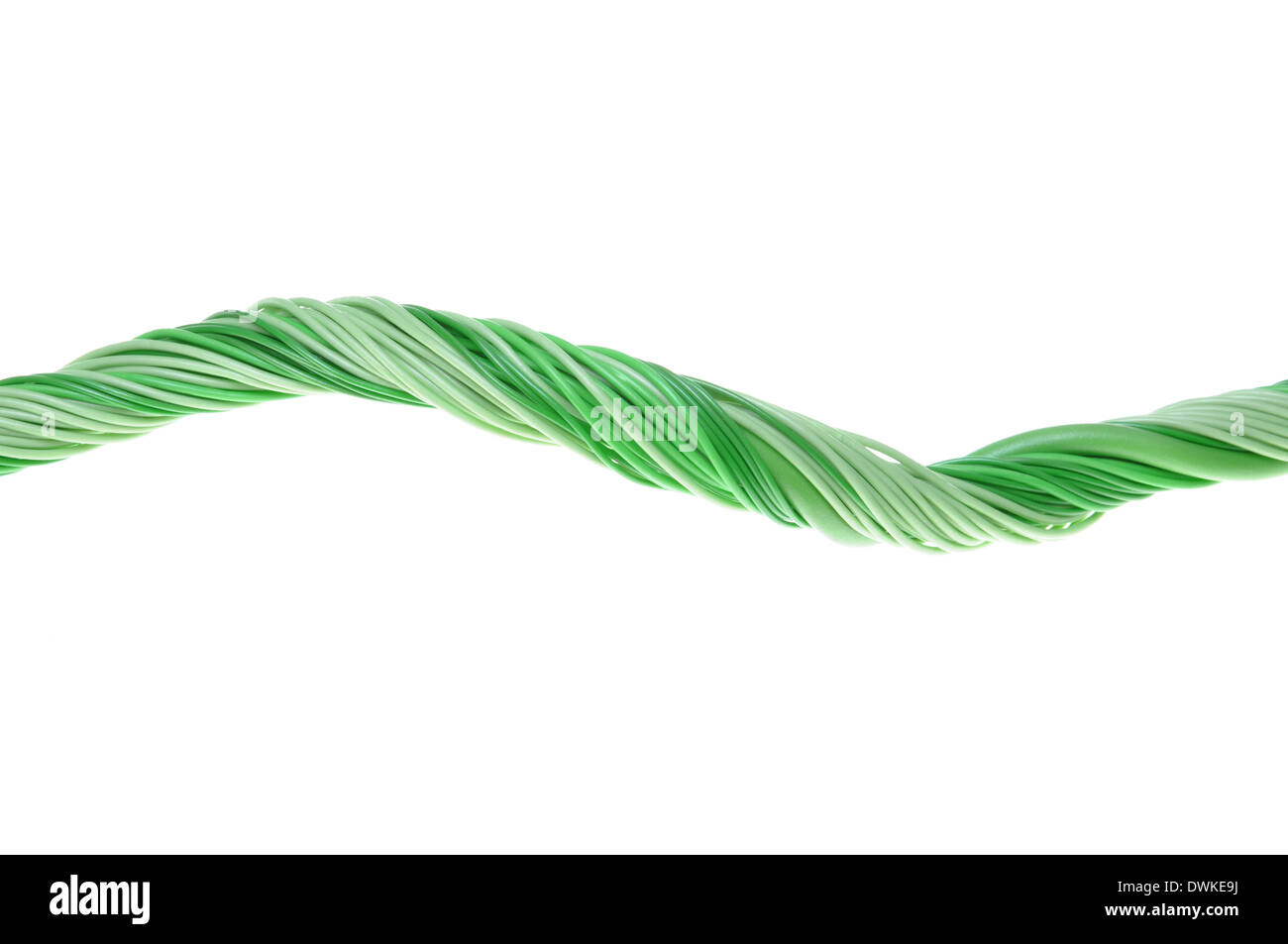 Green computer cable isolated on white background Stock Photo - Alamy