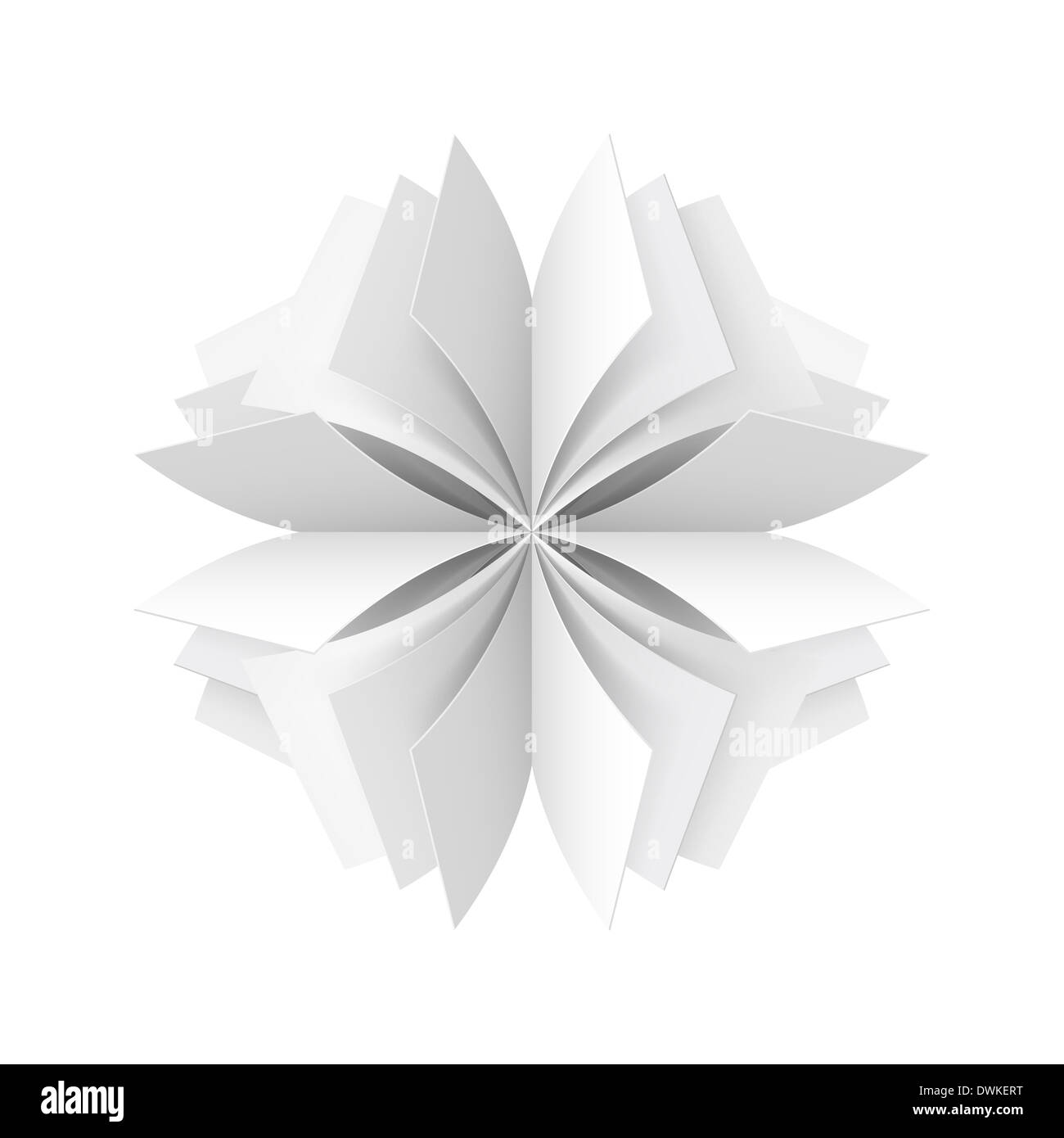 Abstract paper figure made of blank book pages on white background ...