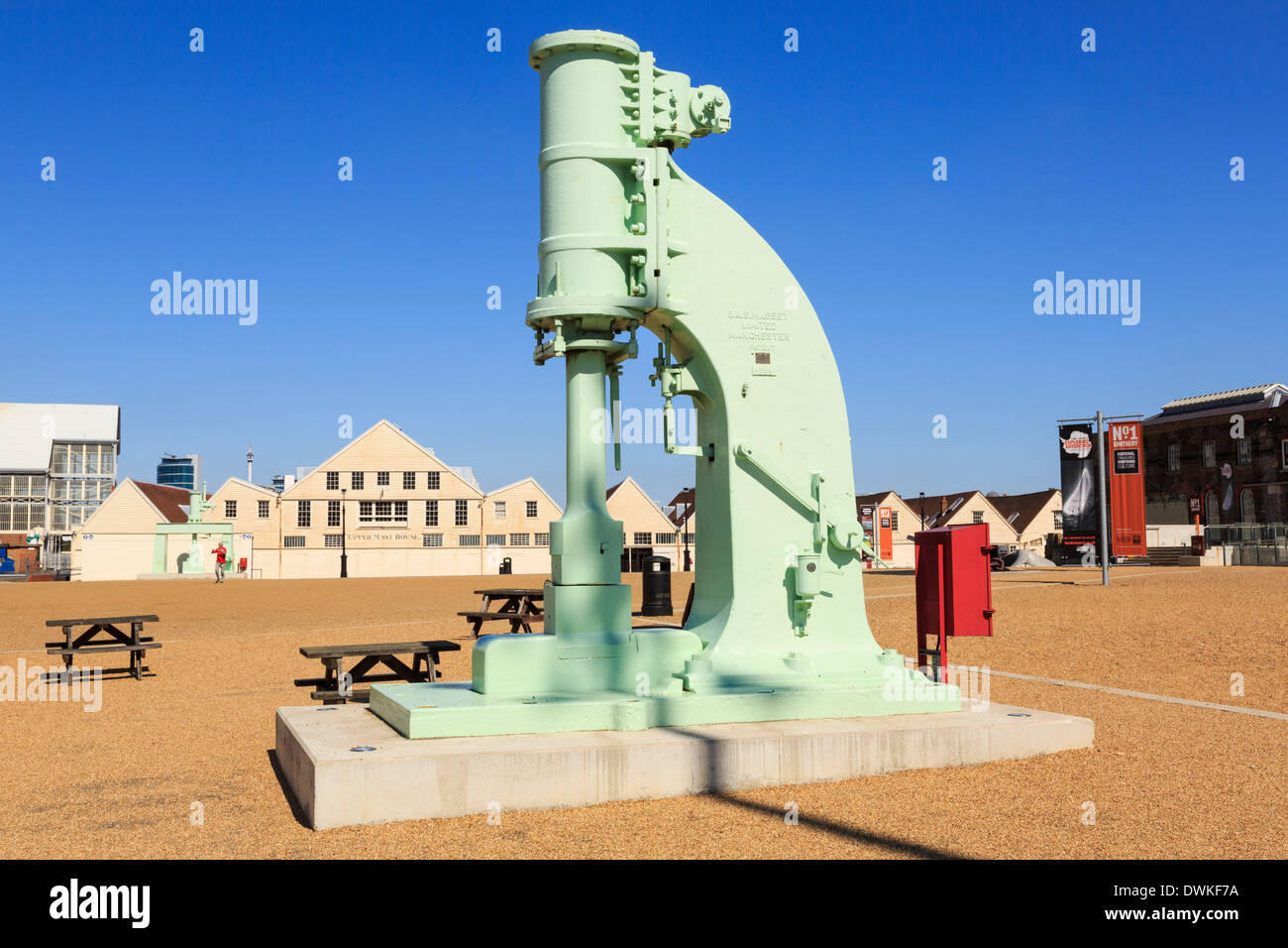 30 cwt Cochrane Steam Hammer on display in the docks at Chatham, Kent ...