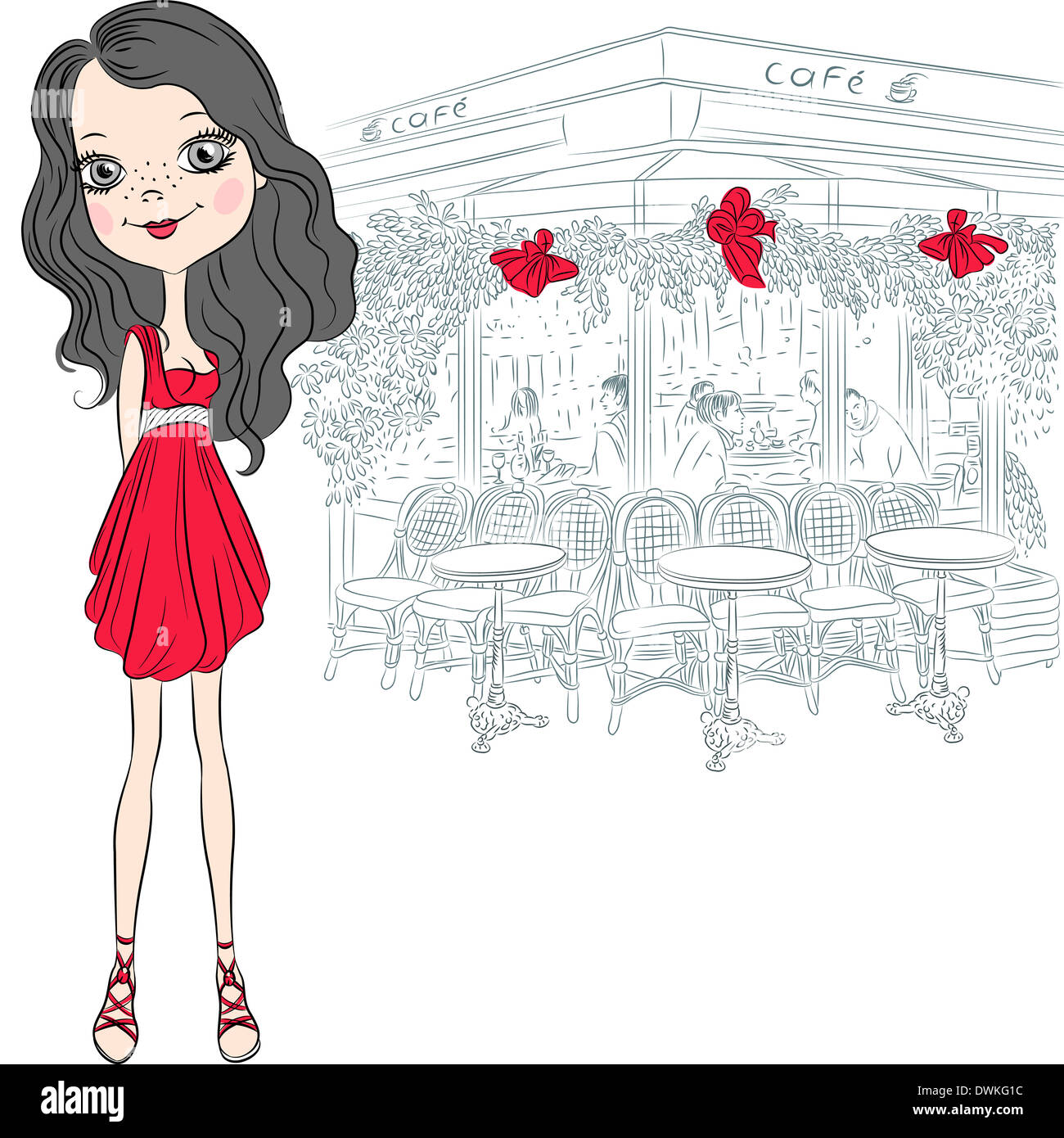 Paris cafe girl hi-res stock photography and images - Alamy