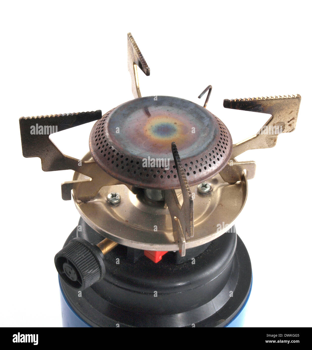 Camping gas cooker on a white background Stock Photo - Alamy