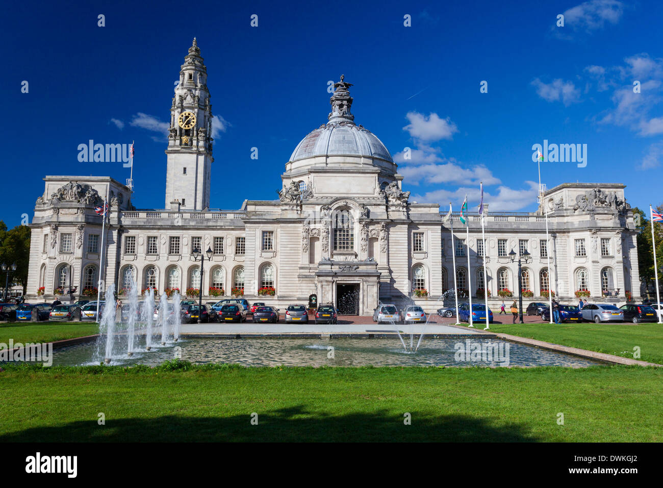 City Hall, Cardiff Civic Centre, Wales, United Kingdom, Europe Stock ...