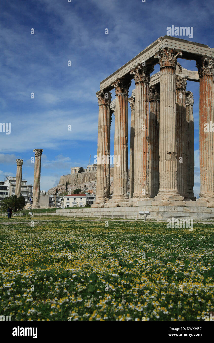 Temple Olympian Zeus, Column,Greece, Athens Stock Photo - Alamy