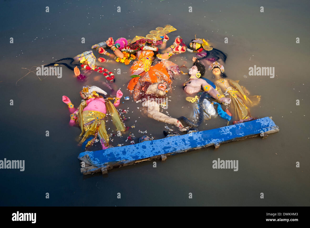 Durga puja deity in the Brahmaputra River at Hindu Durga puja immersion ...
