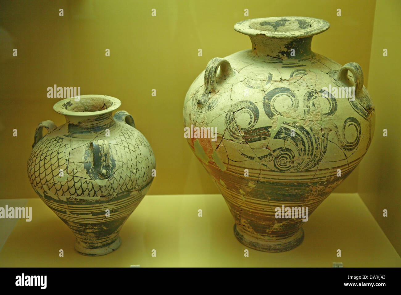 Greece, Athens, Ancient Agora of Athens, Exhibit, pottery Stock Photo ...