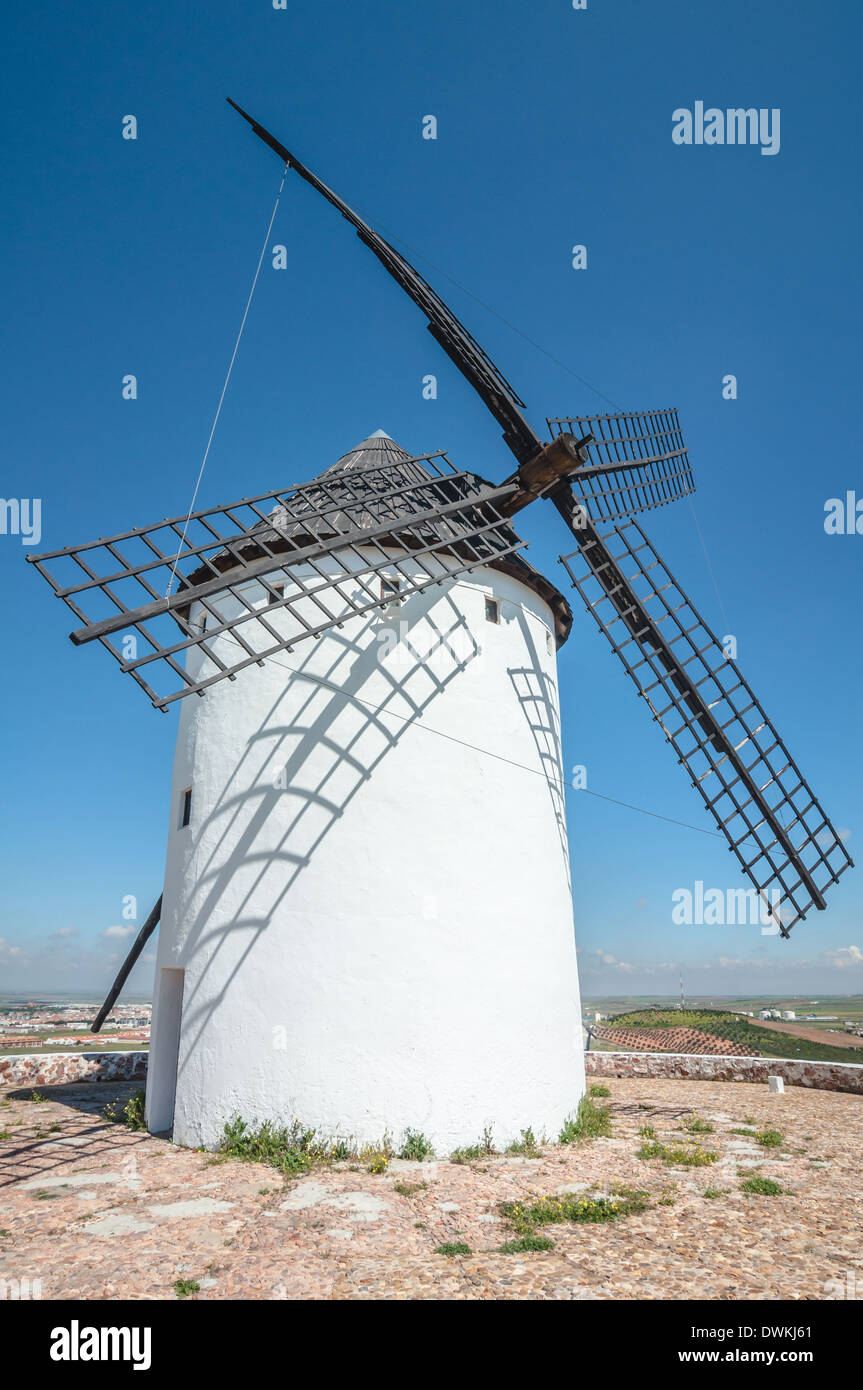 Typical spanish windmills in Alcazar de San Juan Stock Photo - Alamy