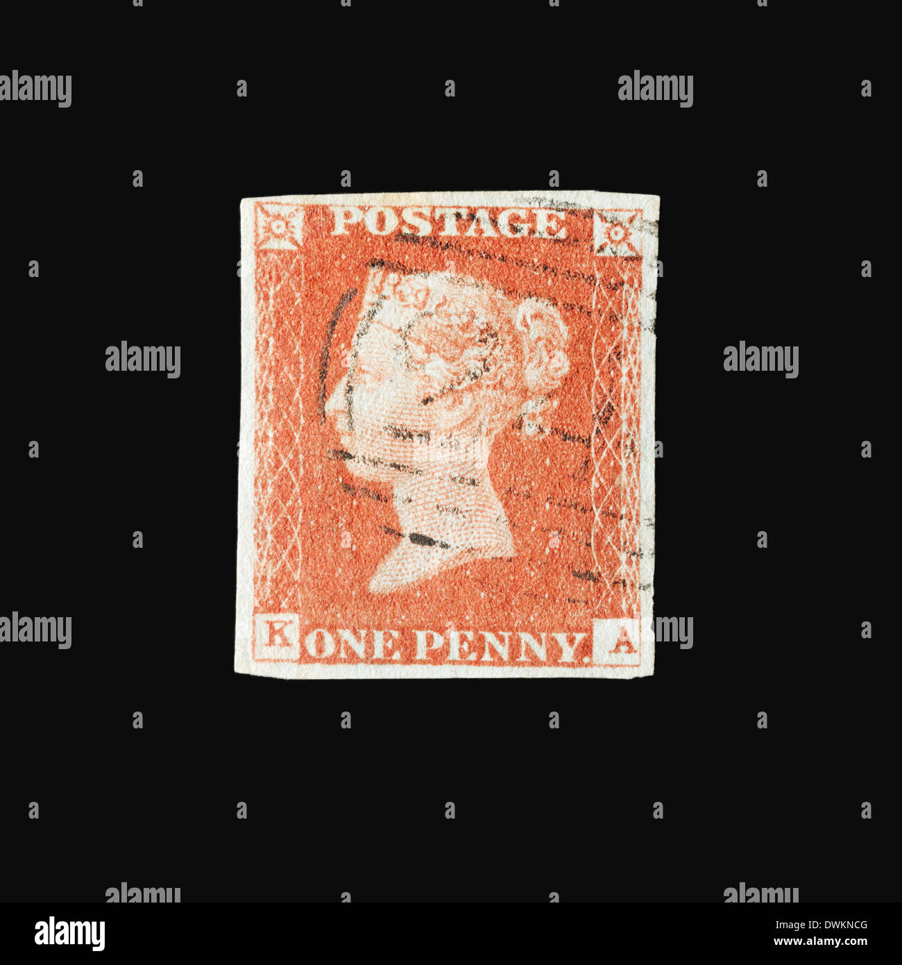 Penny Red, One pence Victorian UK postage stamp, 1841 Stock Photo - Alamy